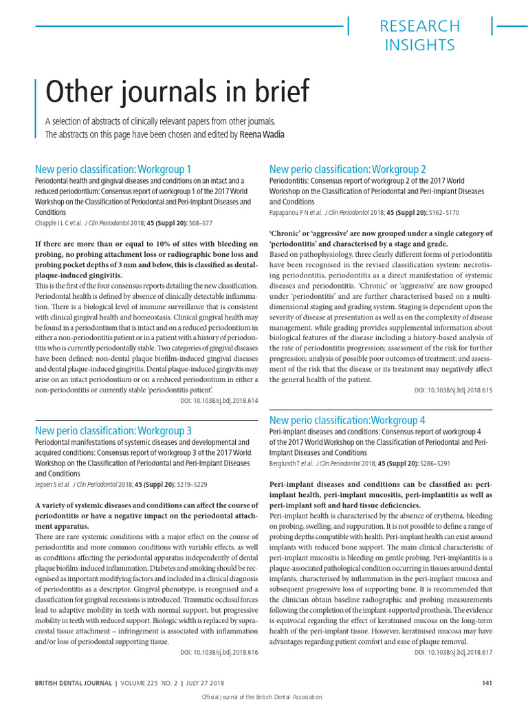 SJ BDJ 2018 614 | PDF | Periodontology | Dentistry