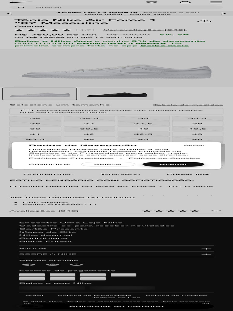 Tênis Nike Air Force 1 07 Masculino - Nike | PDF
