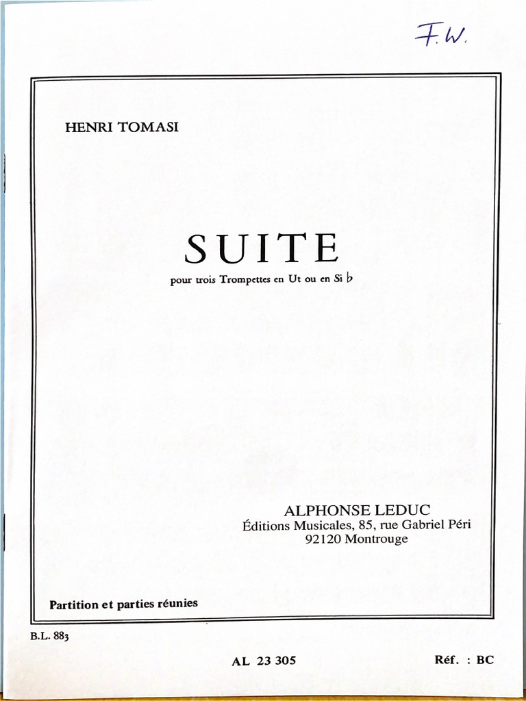 Tomasi Suite Trumpet Trio (Ut) | PDF