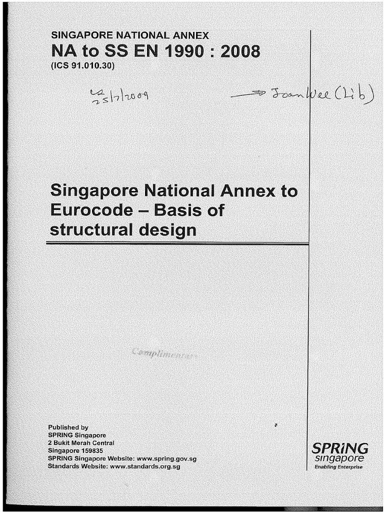 NA To SS EN 1990 2008 Singapore National Annex To Eurocode - Basis of ...