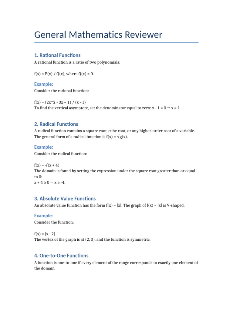 General - Mathematics - Reviewer 1 | PDF | Teaching Methods & Materials