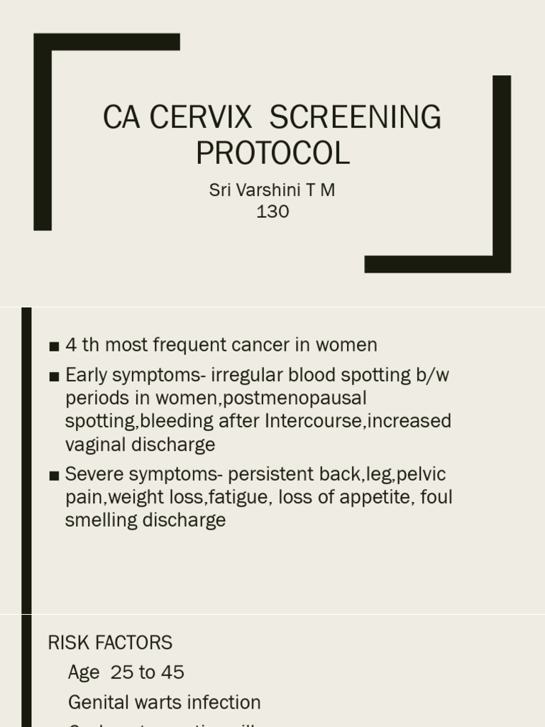 Cervical Cancer Screening Protocol Guide | PDF