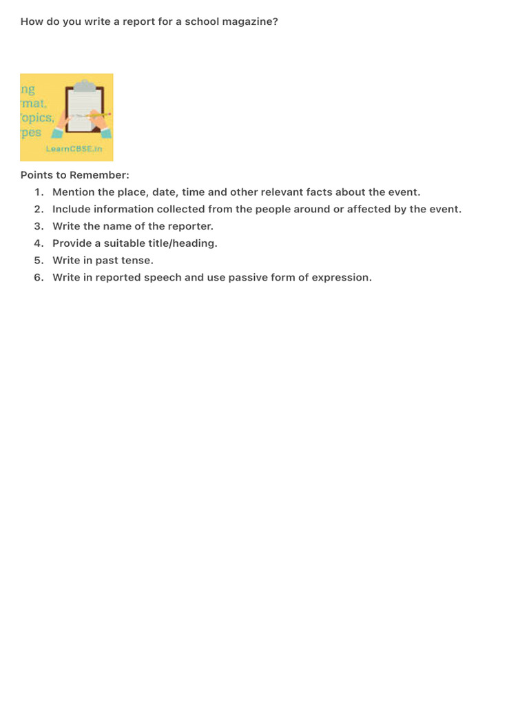 How Do You Write A Report For A School Magazine | PDF | Career & Growth