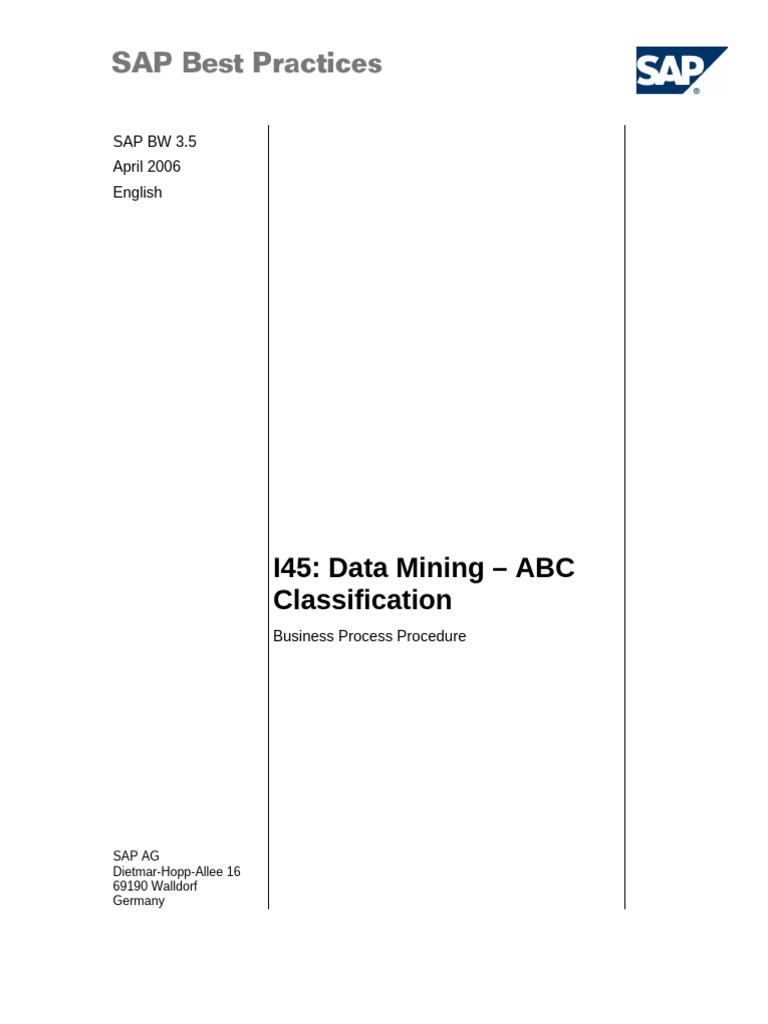 I45: Data Mining - ABC Classification: Sap BW 3.5 April 2006 English | PDF | Ibm Db2 | World ...