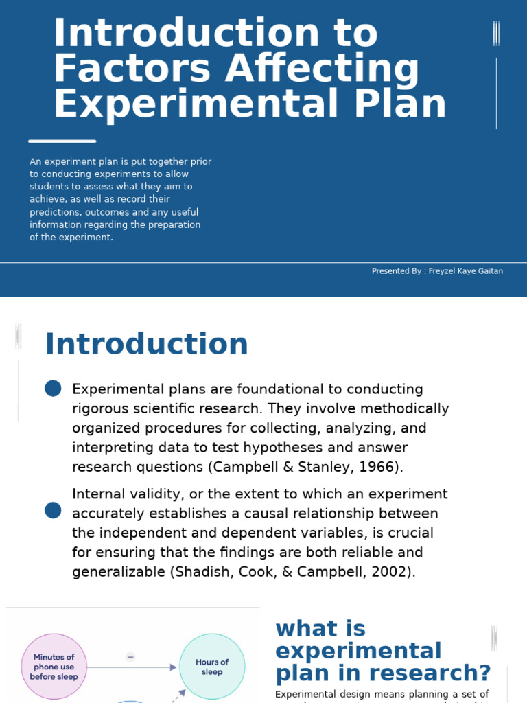 Introduction To Factors Affecting Experimental Plan (Report) | PDF ...