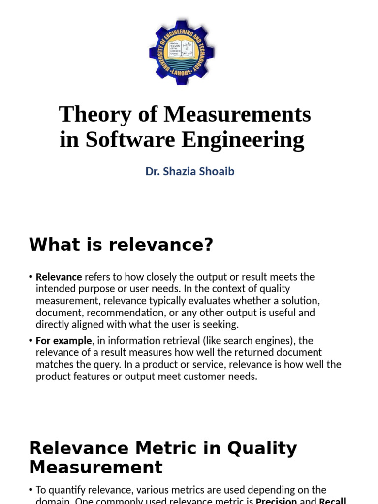 Theory of Measurements in Software Engineering Lec 5 | PDF ...