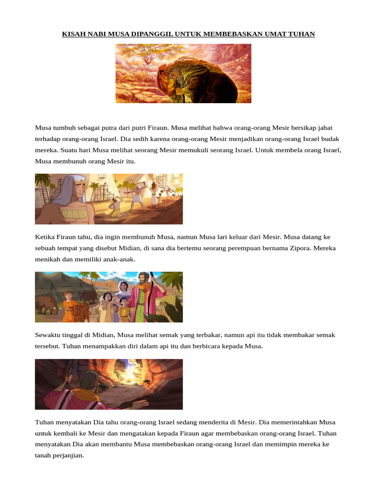 Kisah Nabi Musa Dipanggil Untuk Membebaskan Umat Tuhan | PDF