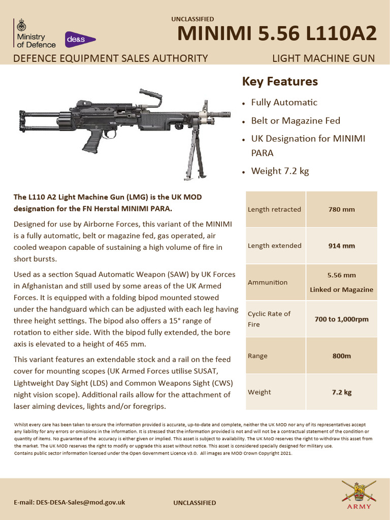 Minimi LMG FS | PDF | Firearms | Weapon Design