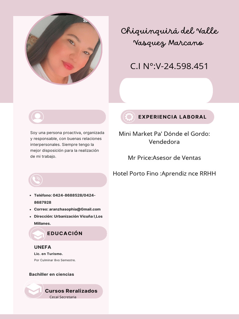 Curriculum Vitae de Mujer Profesional Con Foto Femenino Rosa_20240927_154241_0000 | PDF