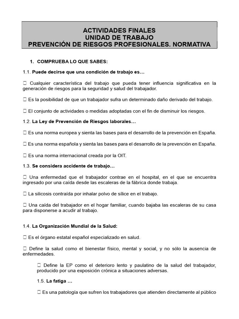 Ejercicios PRL | PDF