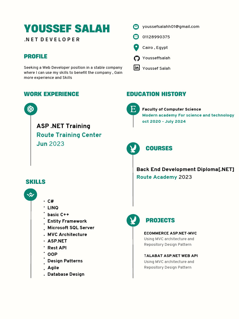 Youssef Salah CV | PDF | Computers | Technology & Engineering