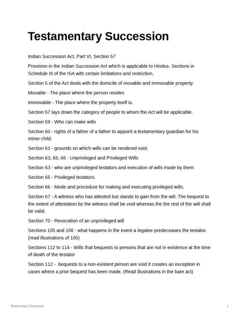 Overview of Testamentary Succession Act | PDF | Will And Testament ...