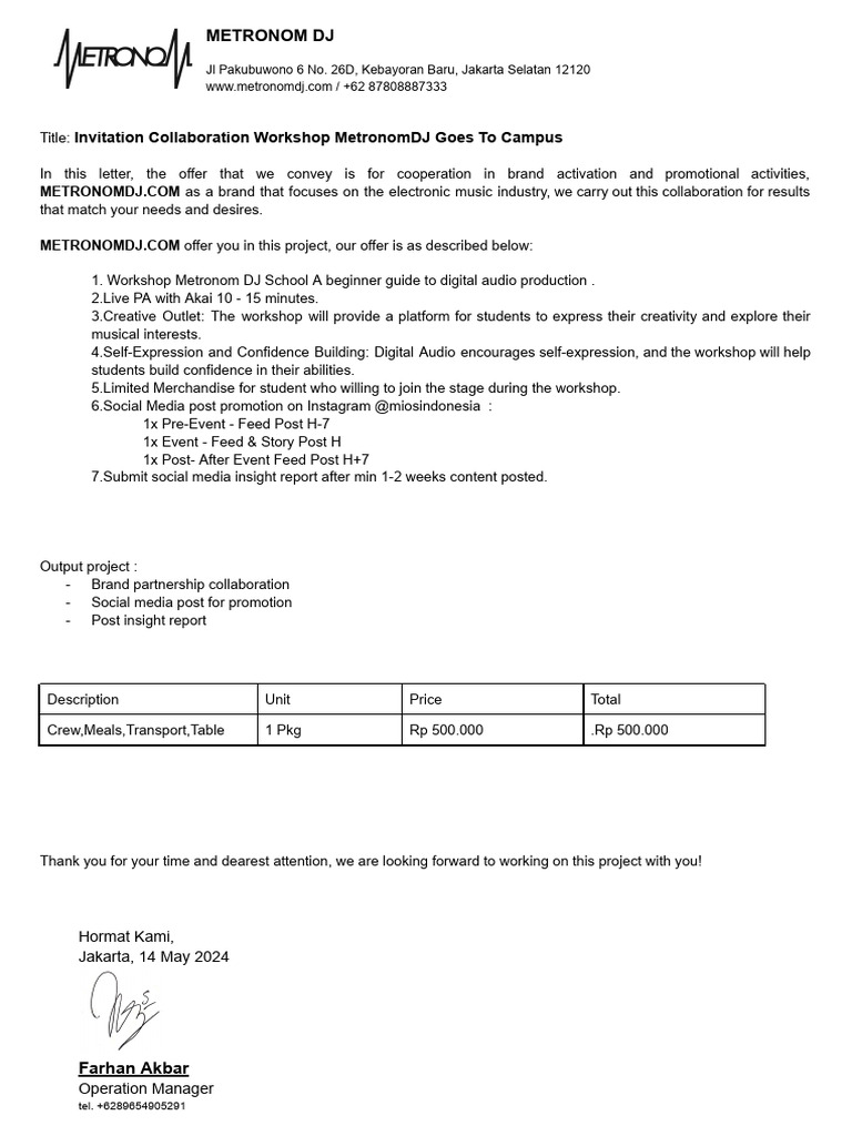Offering Letter For The Little MIDI Store | PDF
