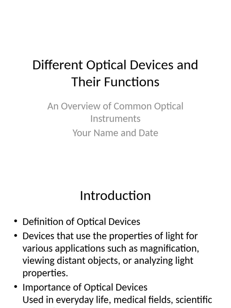 Optical Devices and Their Functions | PDF