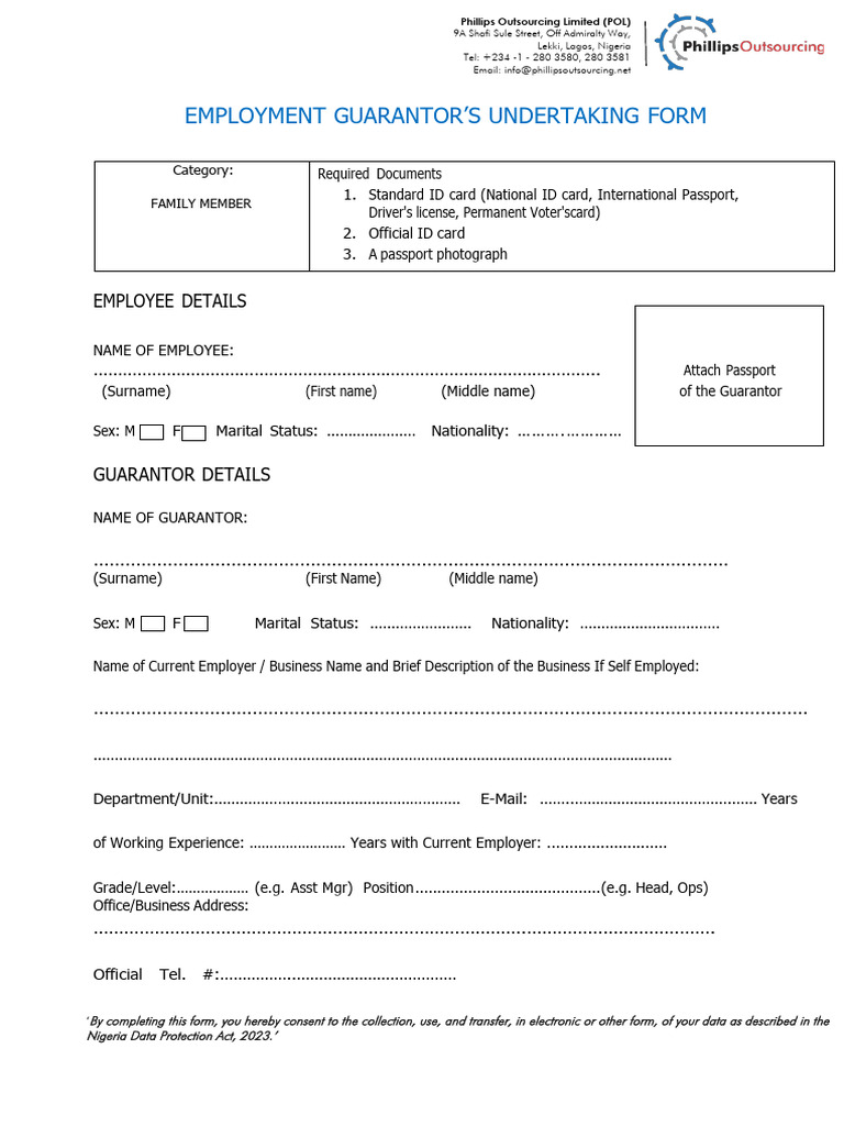 Guarantor Form (Family Member) | PDF | Identity Document | Government ...