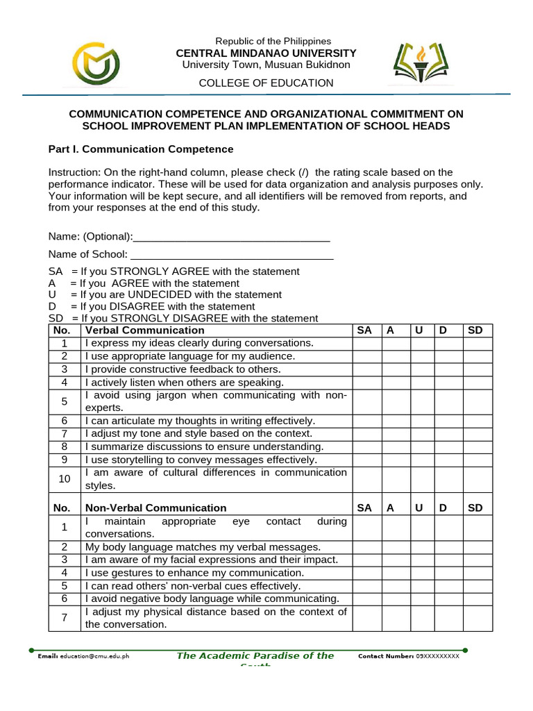 DECIR - Proposed Questionnaire | PDF | Communication | Nonverbal ...