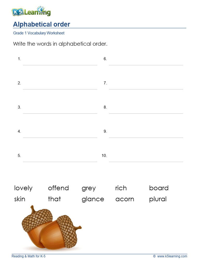 Grade 1 Vocabulary Worksheet | PDF