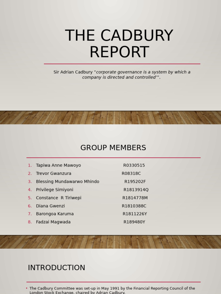 The Cadbury Report-Group | PDF | Corporate Governance | Audit
