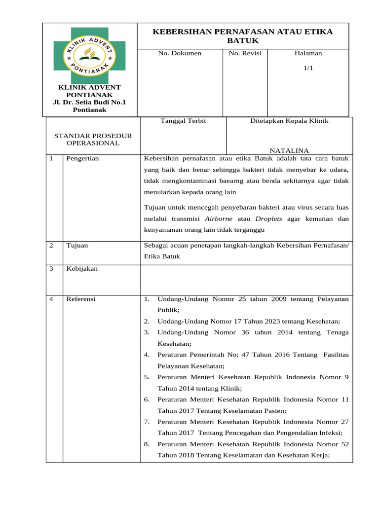 Sop Etika Batuk | PDF