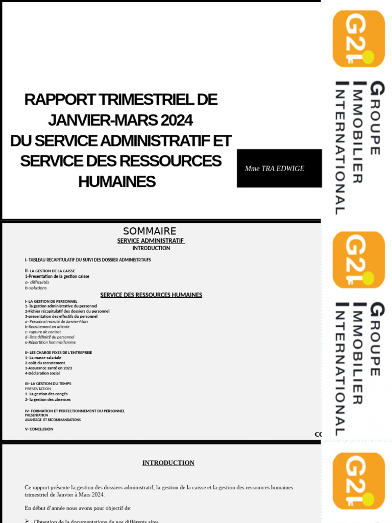 Rapport Trimestriel Janv-Mars 2024 | PDF | Gestion des ressources ...