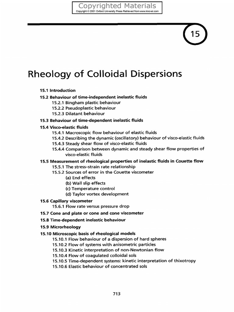 Rheology of Colloidal Dispersions | PDF | Rheology | Viscoelasticity
