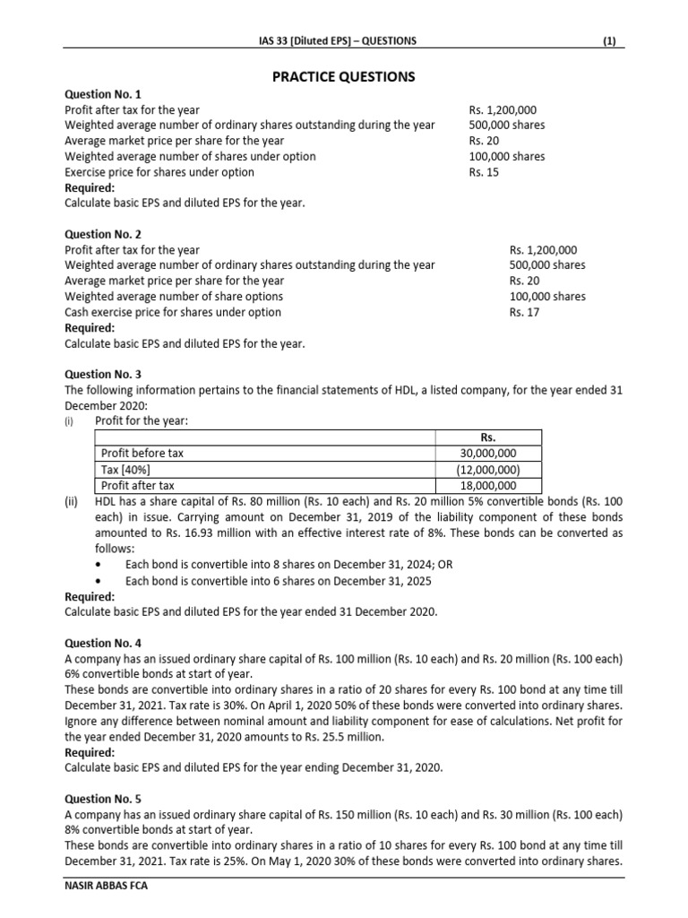 IAS 33: Diluted EPS Calculation Guide | PDF | Earnings Per Share | Dividend