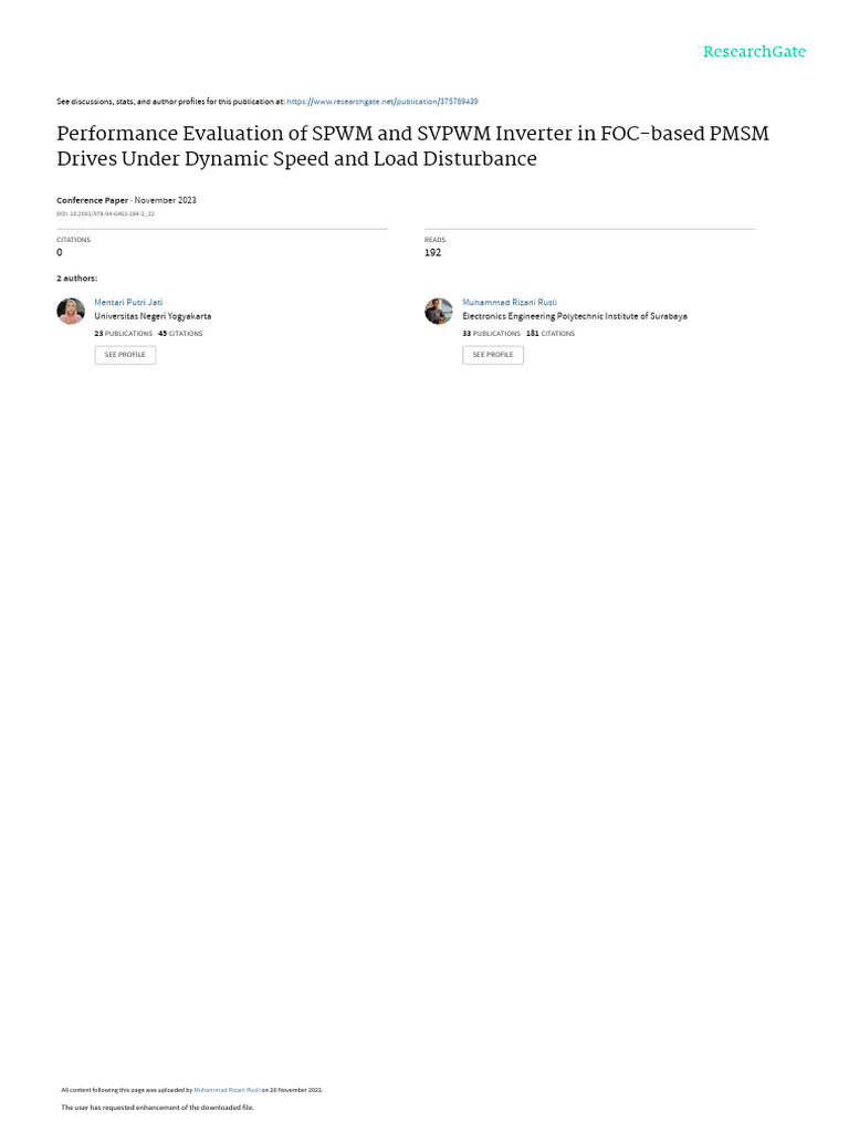 3 Performance Based Evaluation of SPWM & SVPWM FOC Based PMSM With Dynamic Load and Speed ...
