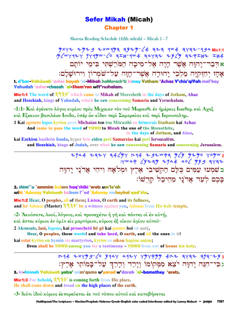 Interlinear Micah | PDF | Bible Content