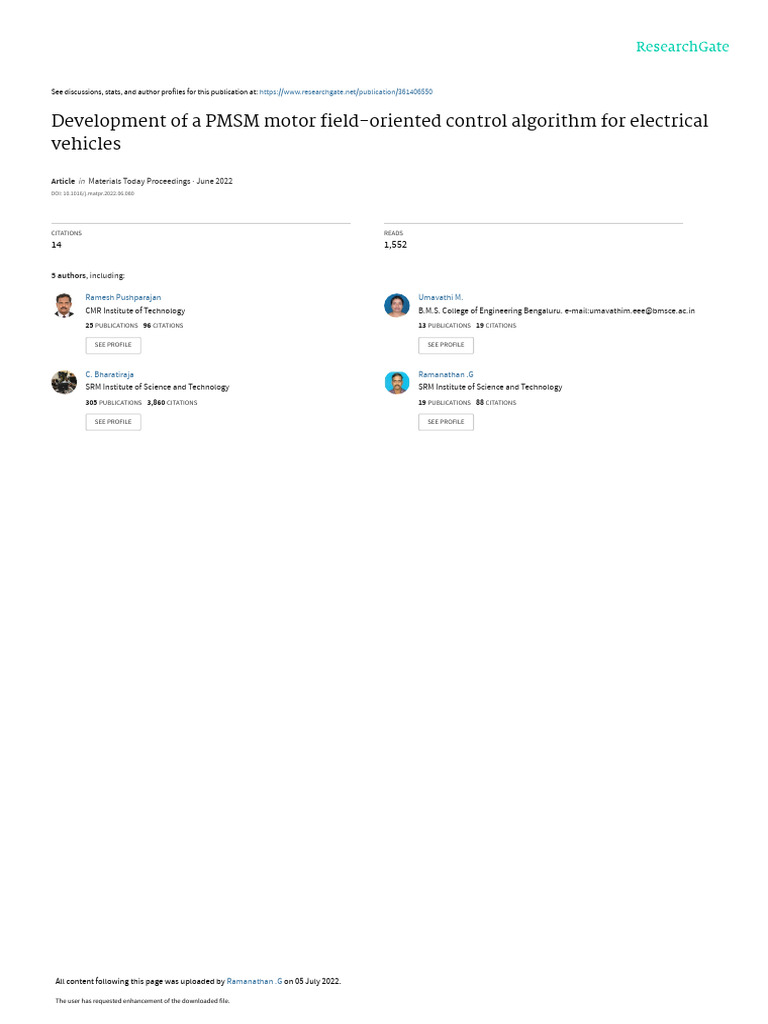 1 Development of A PMSM Motor Field-Oriented Control Algorithm For EV's ...