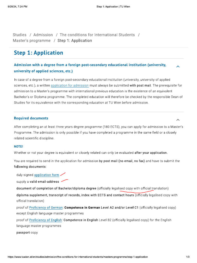 Step 1 - Application - TU Wien | PDF