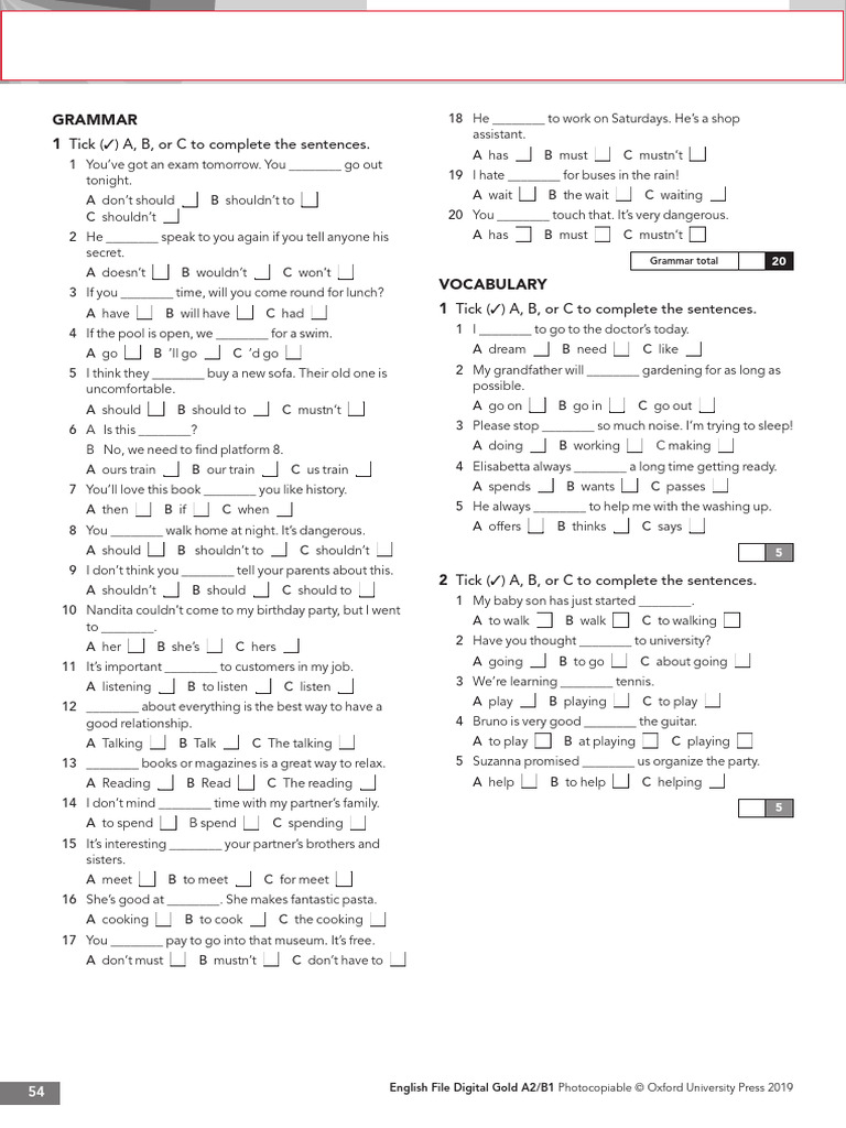 English File A2/B1 Quick Test 4 | PDF | English Language