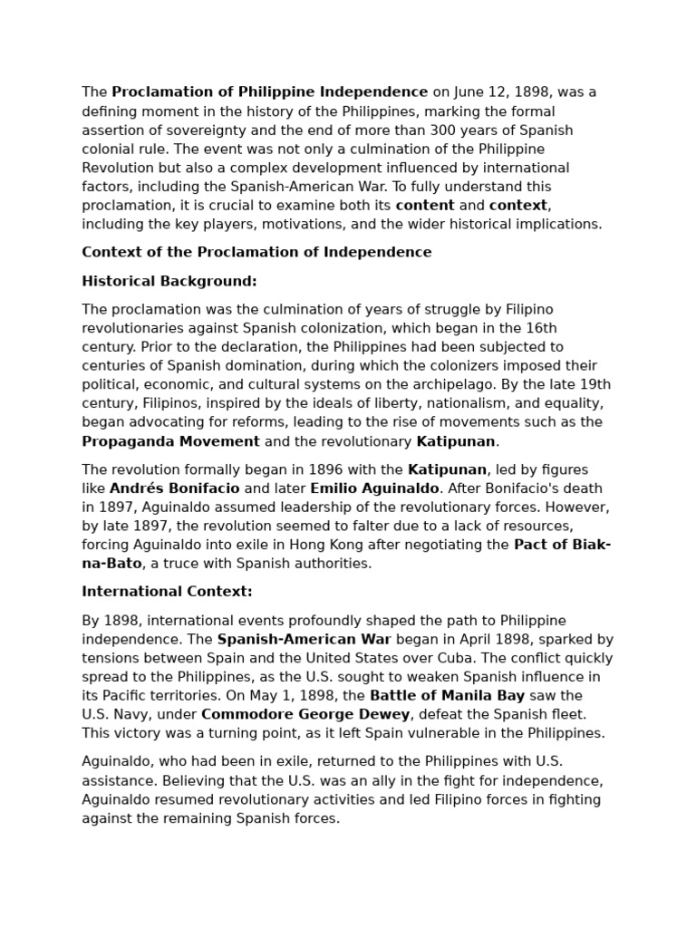 Proclamation of Philippine Independence | PDF | Philippines