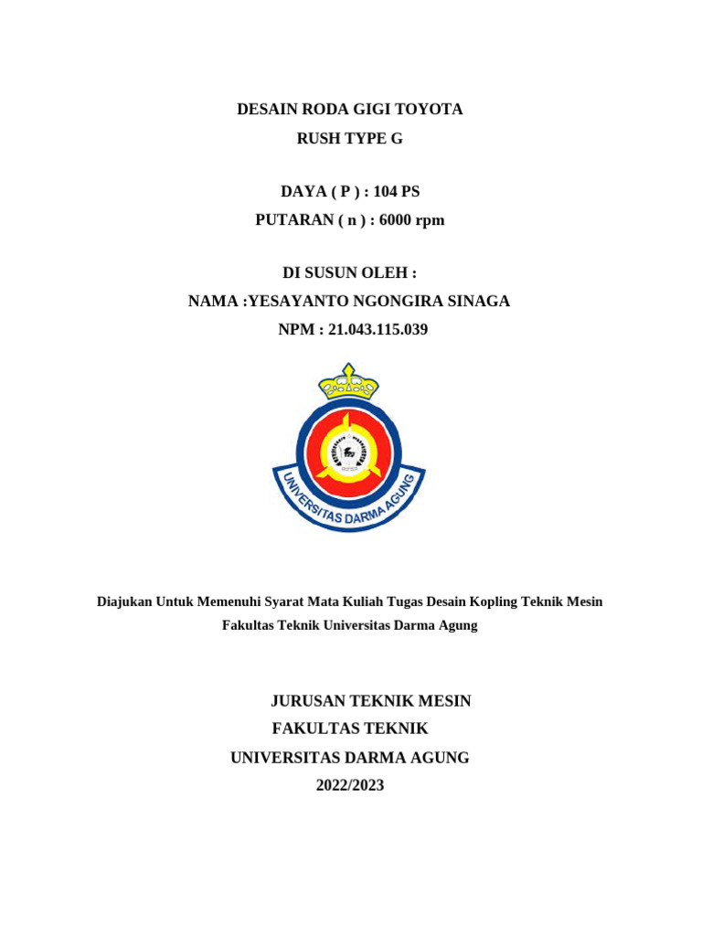 DESAIN RODA GIGI Boris | PDF | Sains & Matematika