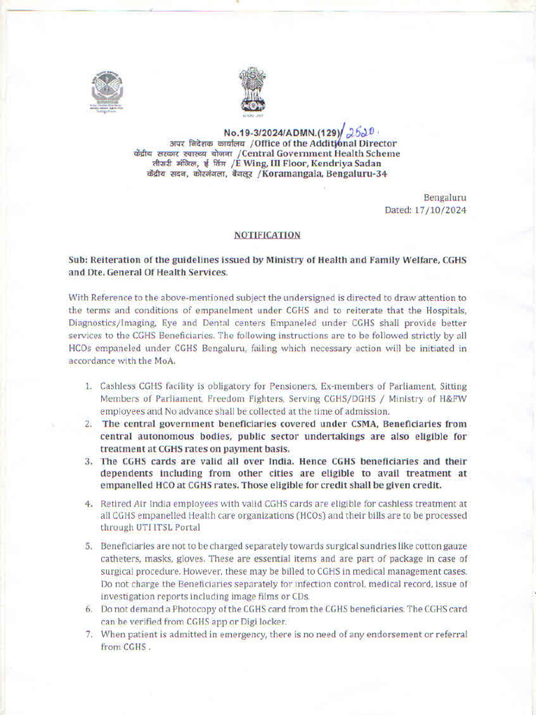 Guidelines Issued by MOHFW To HCO | PDF