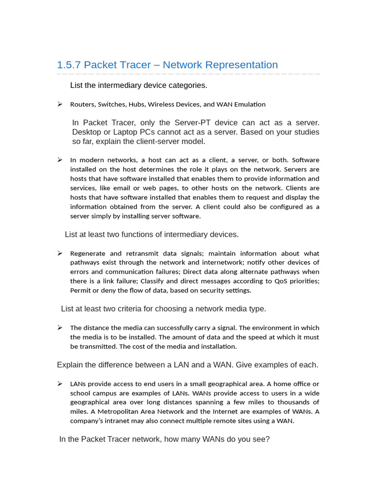 1.5.7 Packet Tracer - Network Representation - Rev Eslit | PDF | Computer Network | Server ...