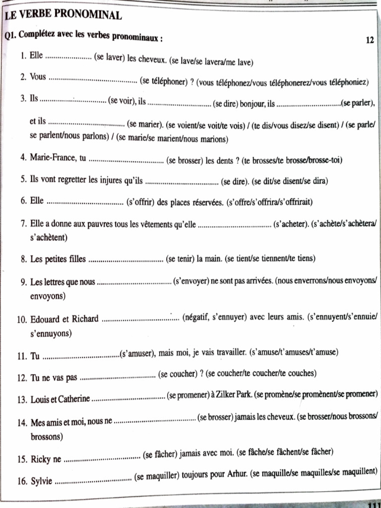 Pratiquez-Pronominal Verbes | PDF