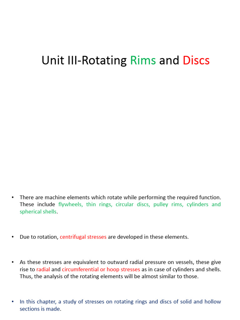 U-III Rotating Rims and Discs | PDF | Turbine | Stress (Mechanics)