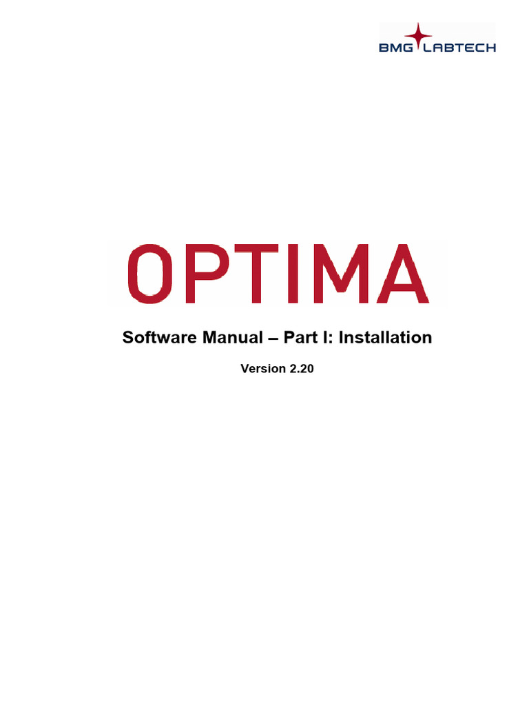 0413F0010A Software Manual OPTIMA Part I | PDF | Microsoft Excel | Software
