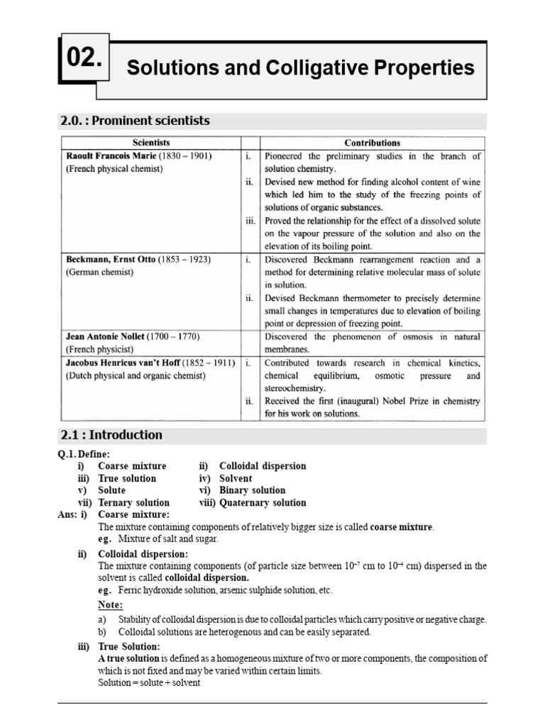 Solutions and Colligative Properties - A | PDF | Solubility | Solvation