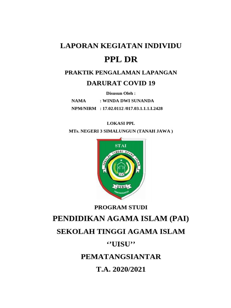 Laporan PPL Pendidikan Agama Islam | PDF | Karier & Perkembangan