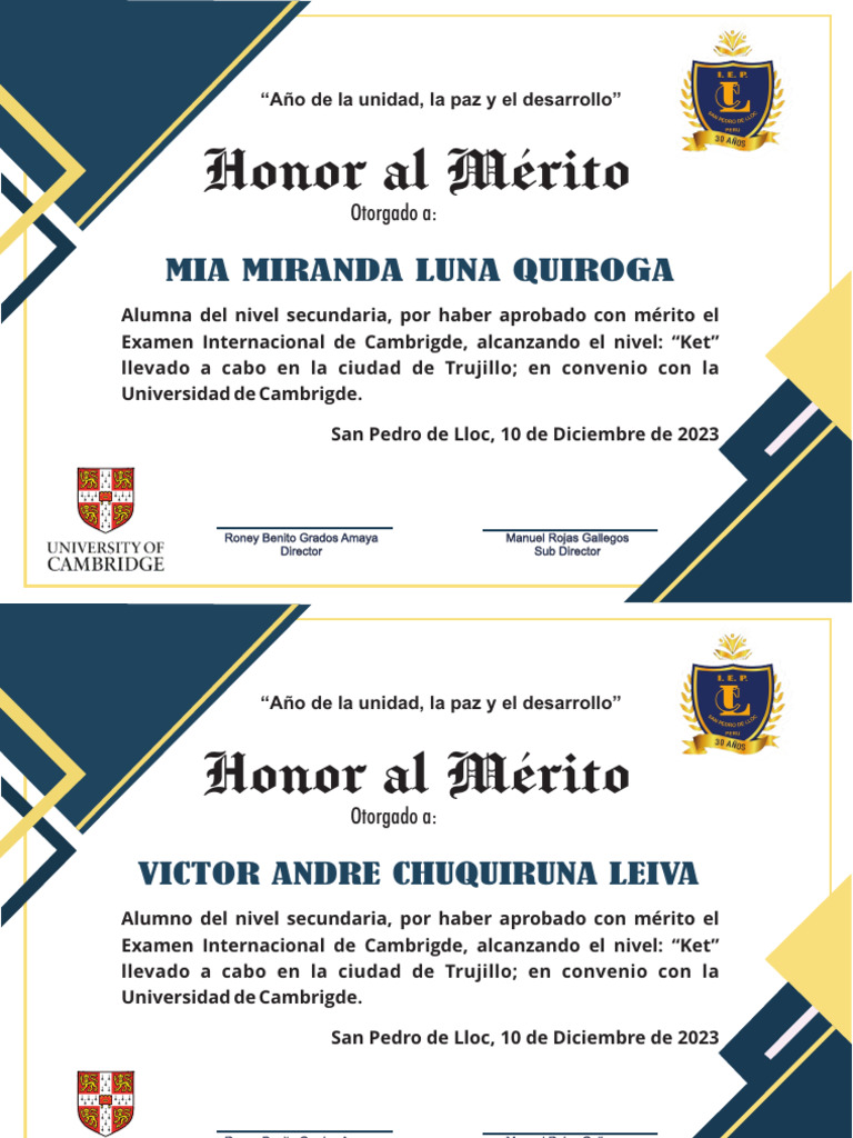 Reconocimientos al Mérito Académico | PDF