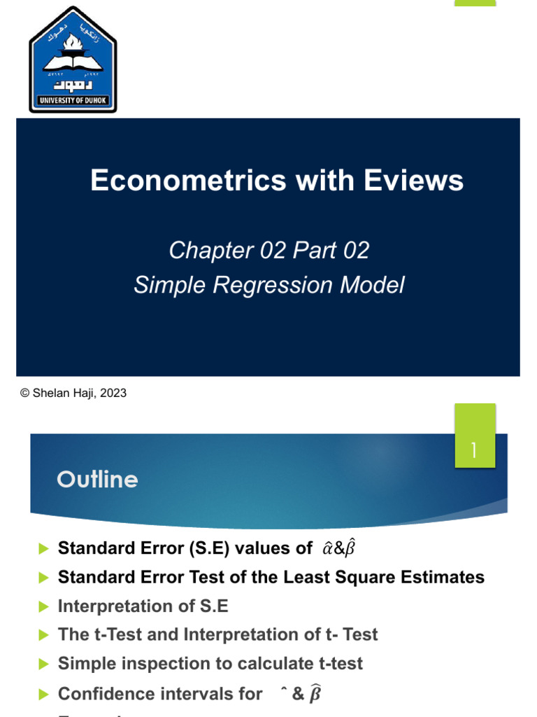 Econometrics With Eviews: Chapter 02 Part 02 Simple Regression Model | PDF | Errors And ...
