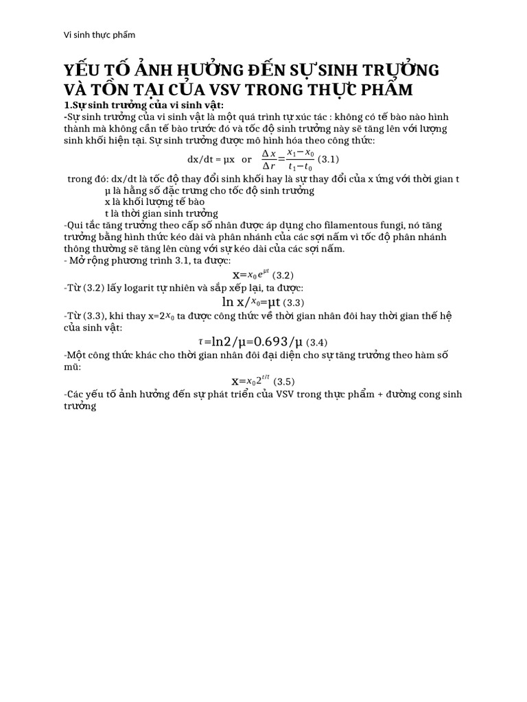 C3 - CÁC YẾU TỐ ẢNH HƯỞNG ĐẾN SINH TRƯỞNG TỒN TẠI VSV TRONG TP | PDF