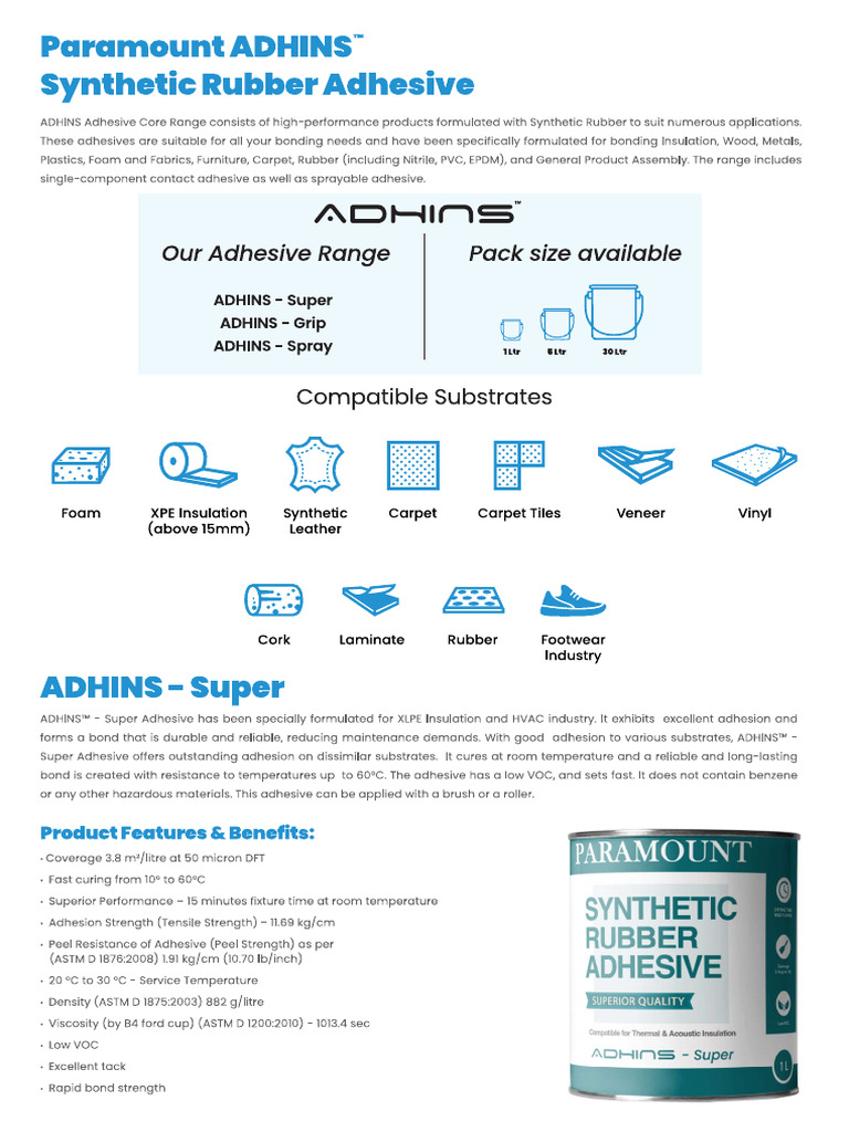 Adhins Adhesive Range | PDF