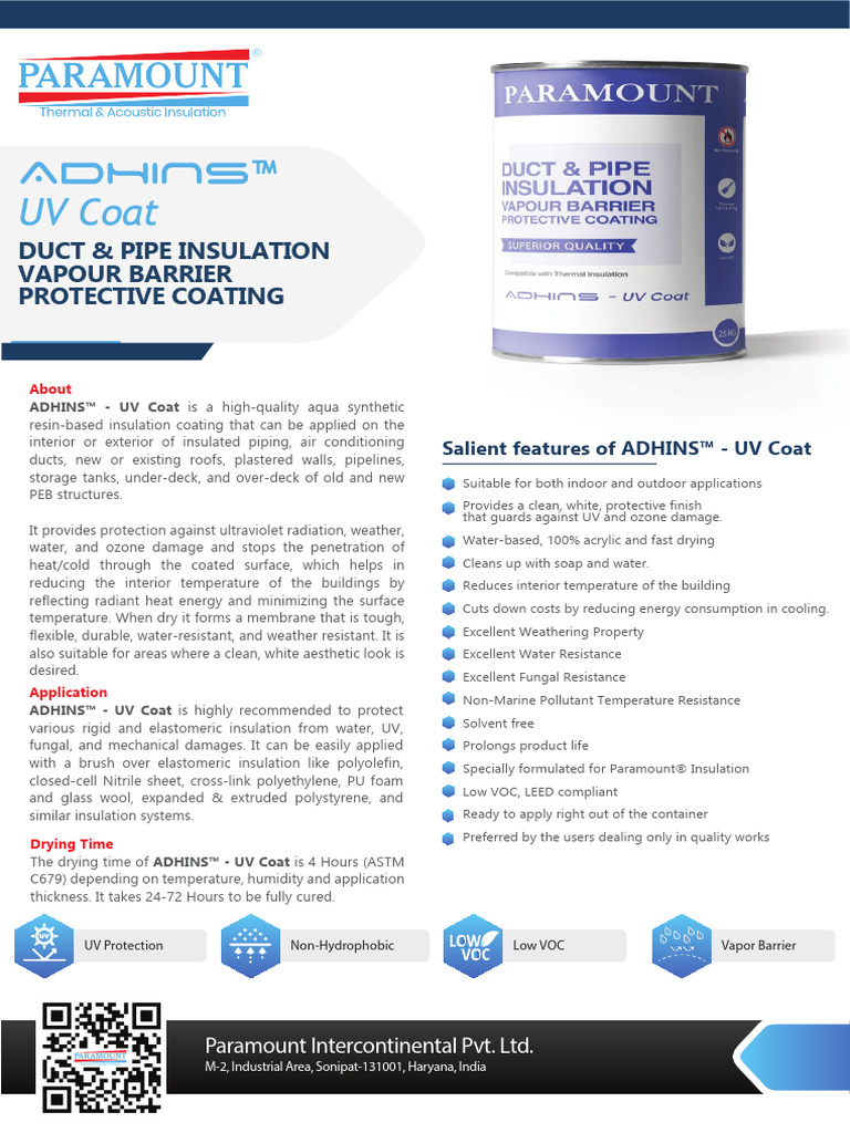 Paramount Adhins UV Coat Leaflet | PDF | Thermal Insulation | Ultraviolet