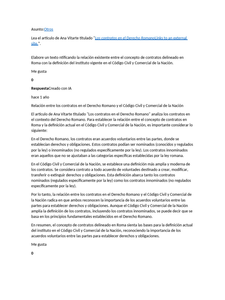 Contratos: Derecho Romano y Código Civil | PDF