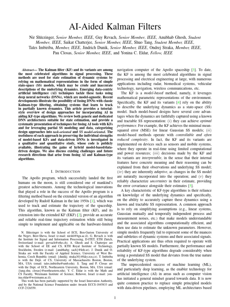 AI-Aided Kalman Filters | PDF | Deep Learning | Machine Learning