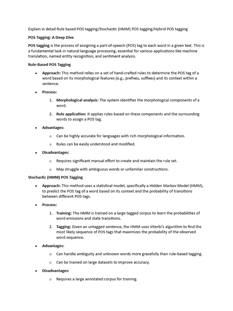 Explain in Detail Rule Based POS Tagging | PDF | Parsing | Morphology ...