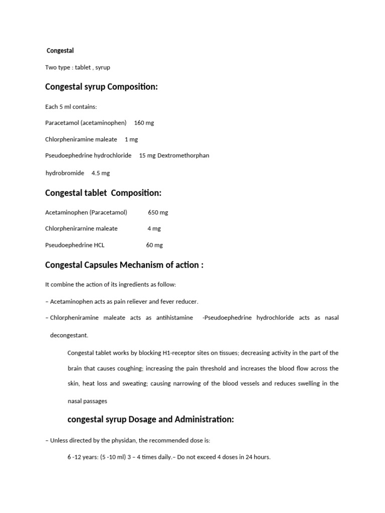 Congestal PDF | PDF | Clinical Medicine | Medical Specialties