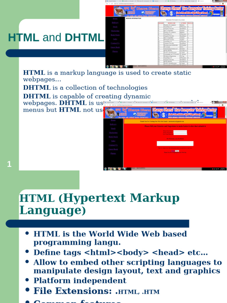 Dhanya Dhenu Live Computer Training - HTML | PDF | Html | World Wide Web